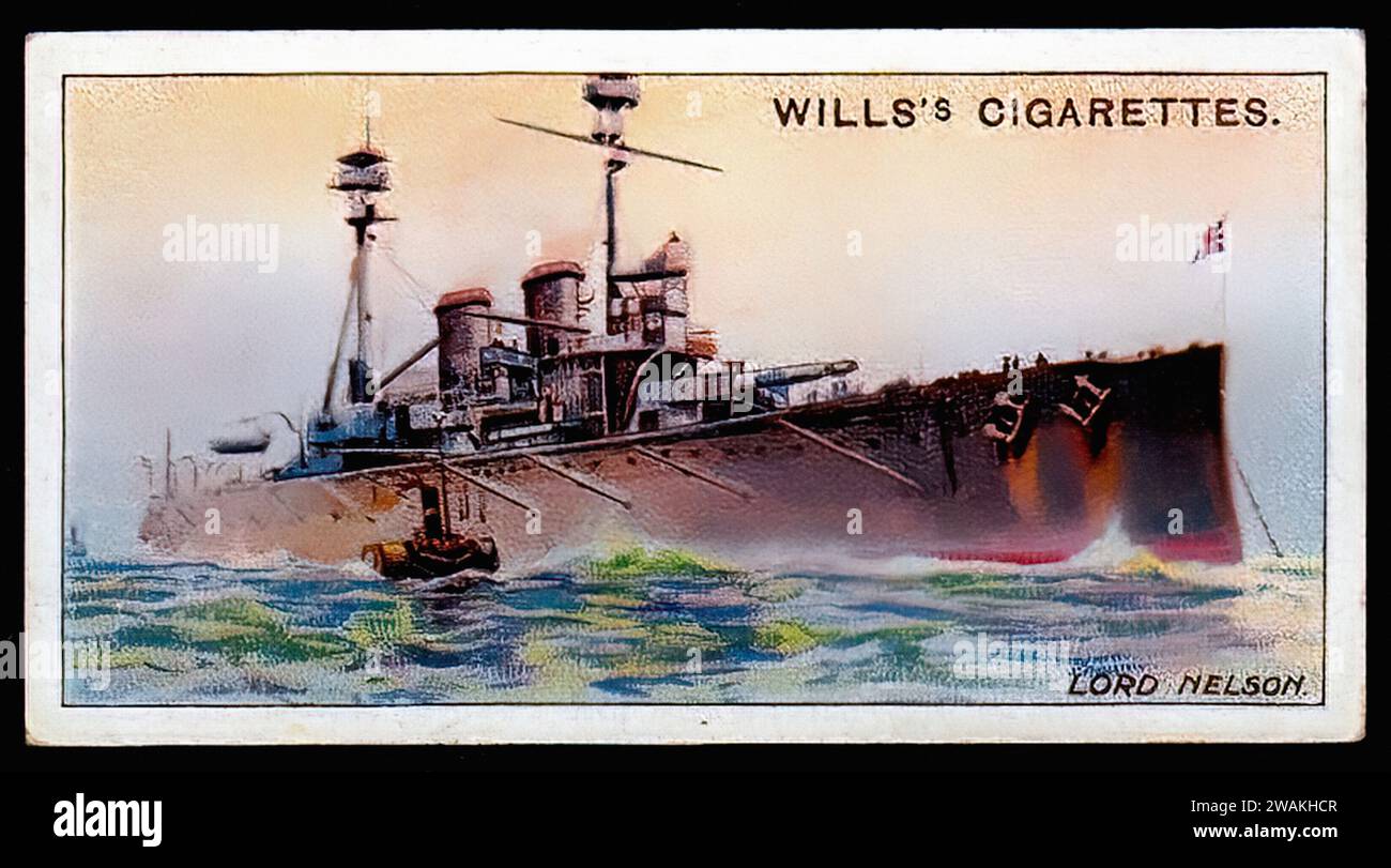 HMS Lord Nelson - Vintage Cigarette Card Illustration Stock Photo - Alamy