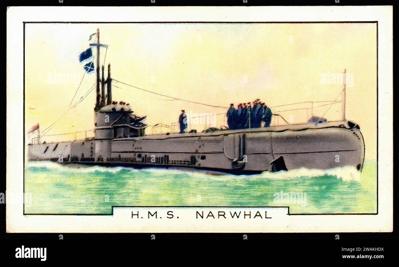 HMS Narwhal - Vintage Cigarette Card Illustration Stock Photo - Alamy