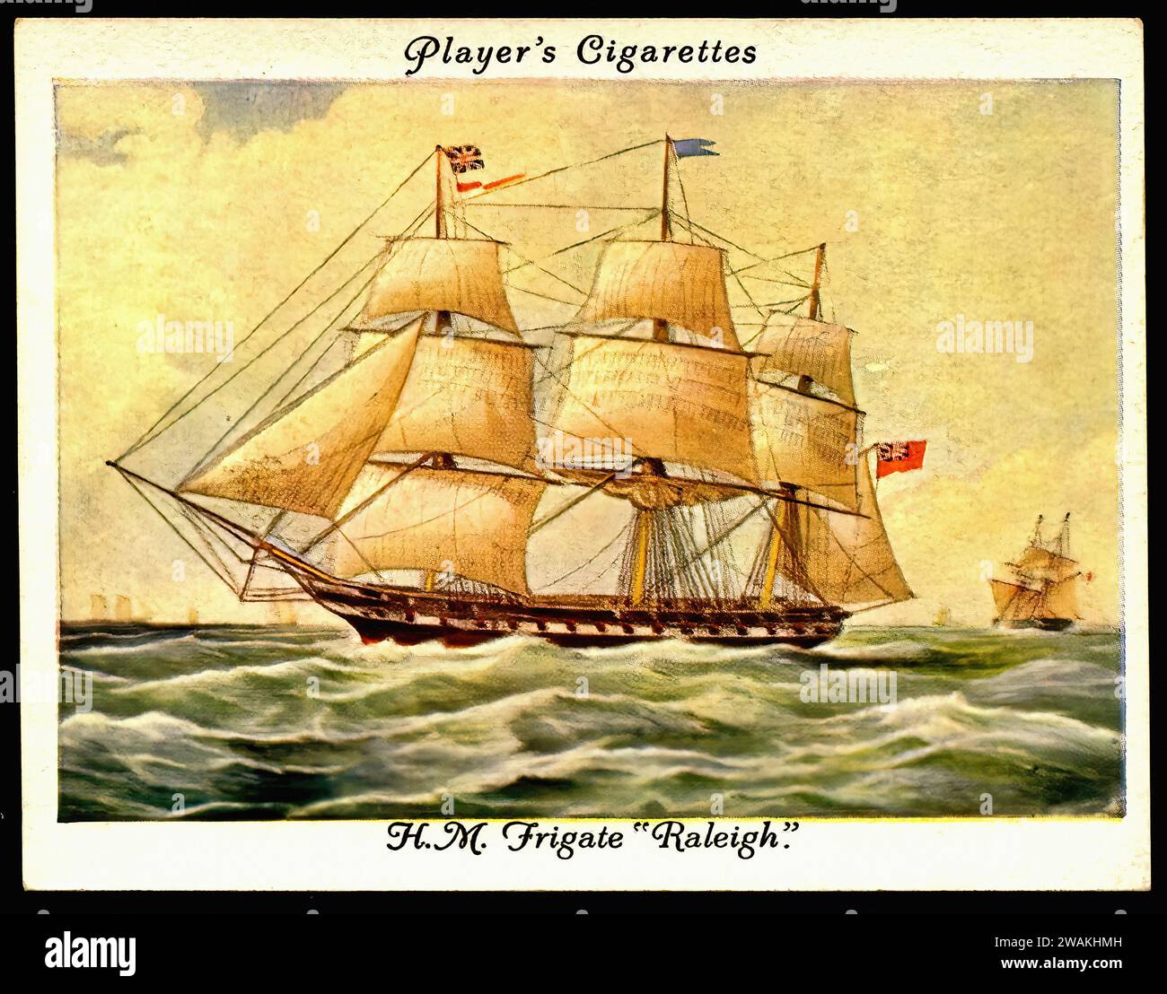 HMS Raleigh - Vintage Cigarette Card Illustration Stock Photo - Alamy