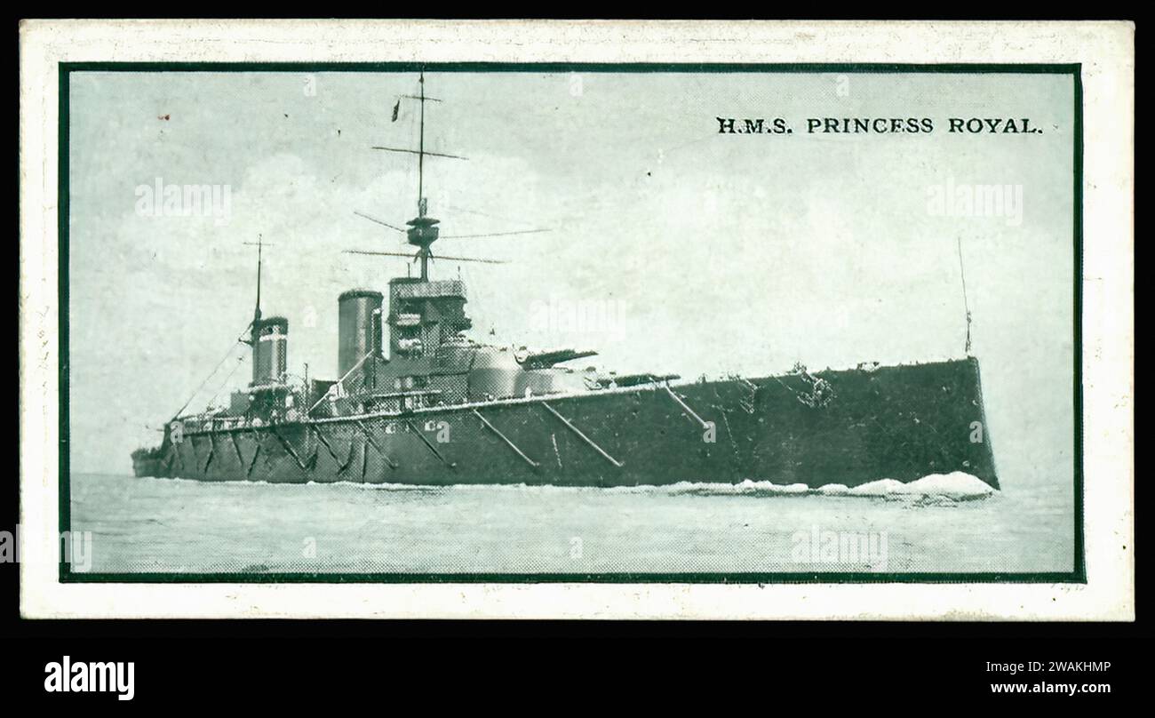 HMS Princess Royal - Vintage Cigarette Card Illustration Stock Photo ...