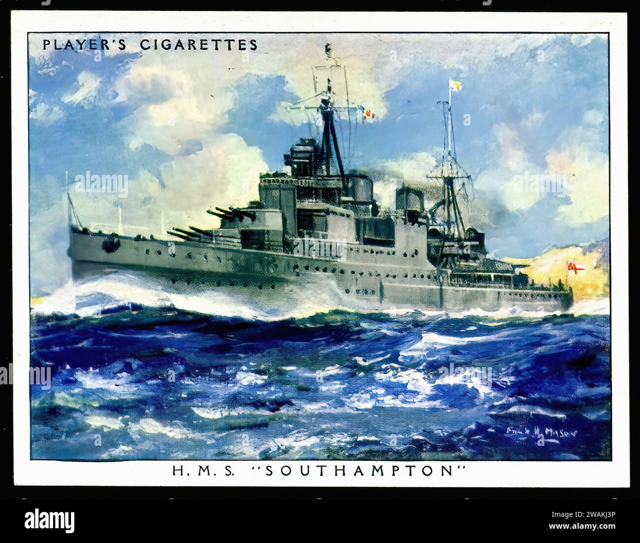HMS Southampton 00001 - Vintage Cigarette Card Illustration Stock Photo ...