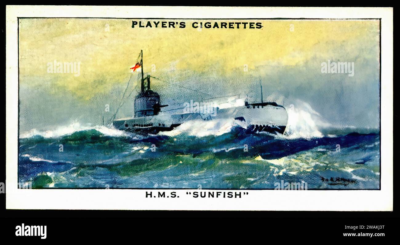 HMS Sunfish - Vintage Cigarette Card Illustration Stock Photo - Alamy