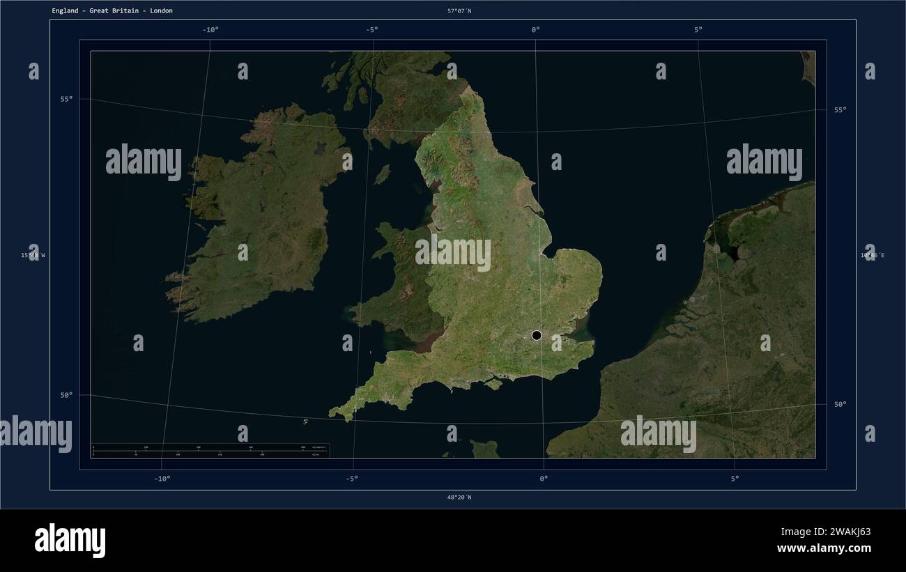 England - Great Britain highlighted on a low resolution satellite map ...