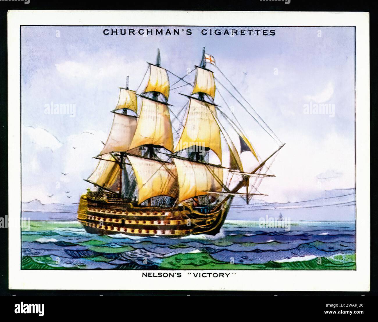 HMS Victory 00002 - Vintage Cigarette Card Illustration Stock Photo - Alamy