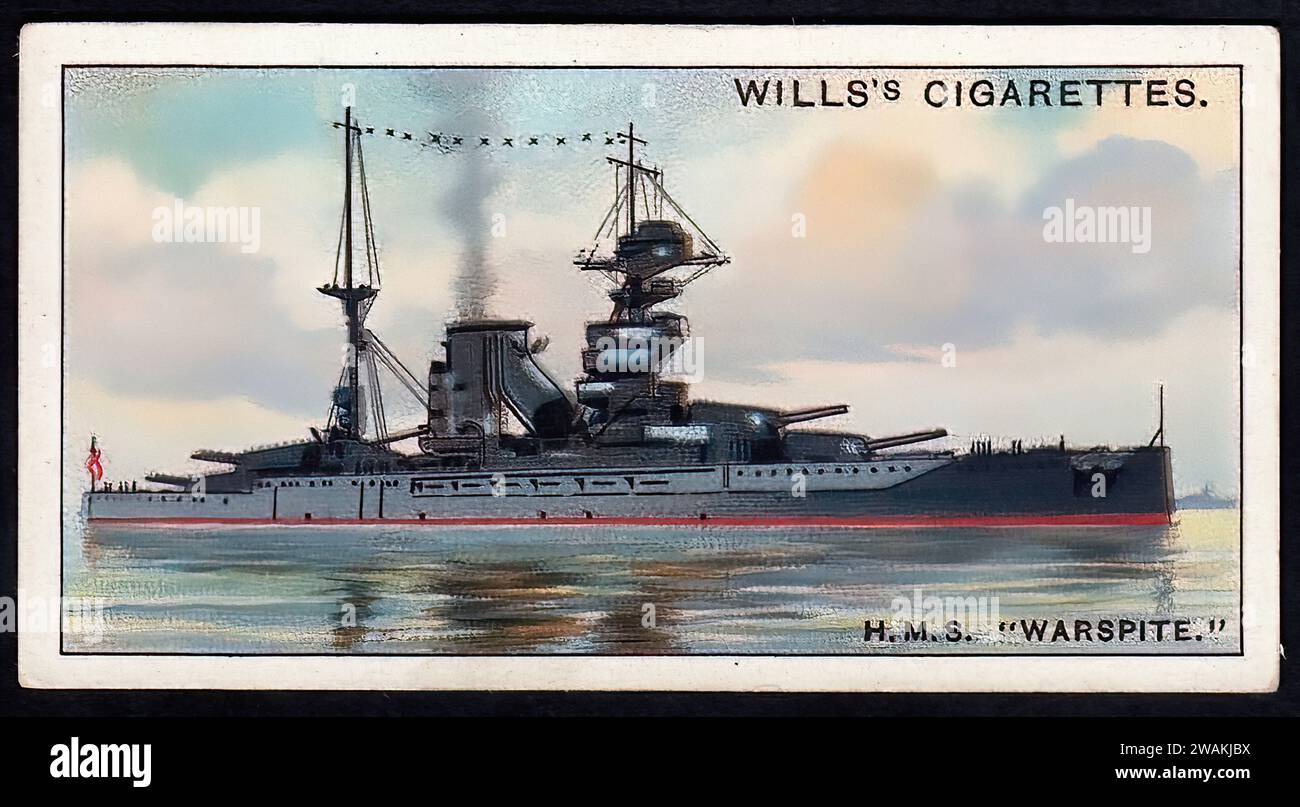 HMS Warspite 00003 - Vintage Cigarette Card Illustration Stock Photo ...