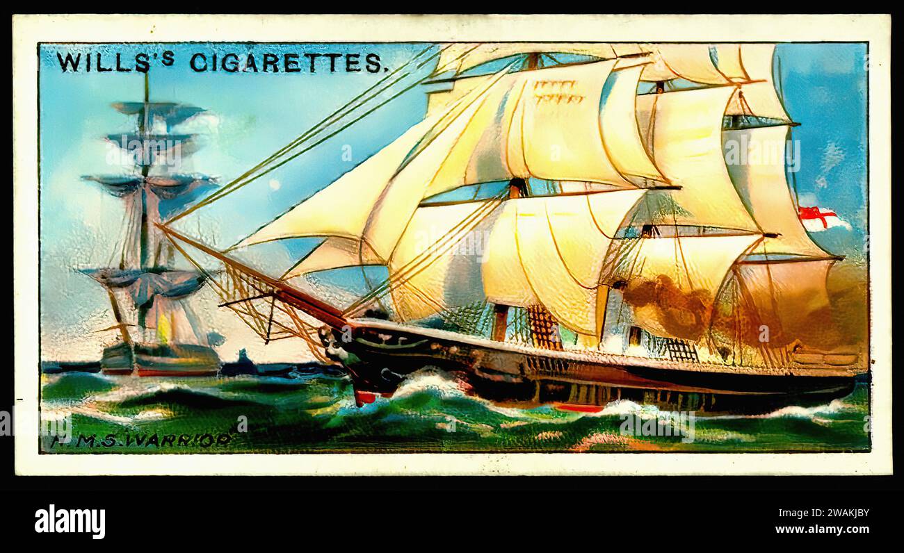HMS Warrior 00001 - Vintage Cigarette Card Illustration Stock Photo - Alamy