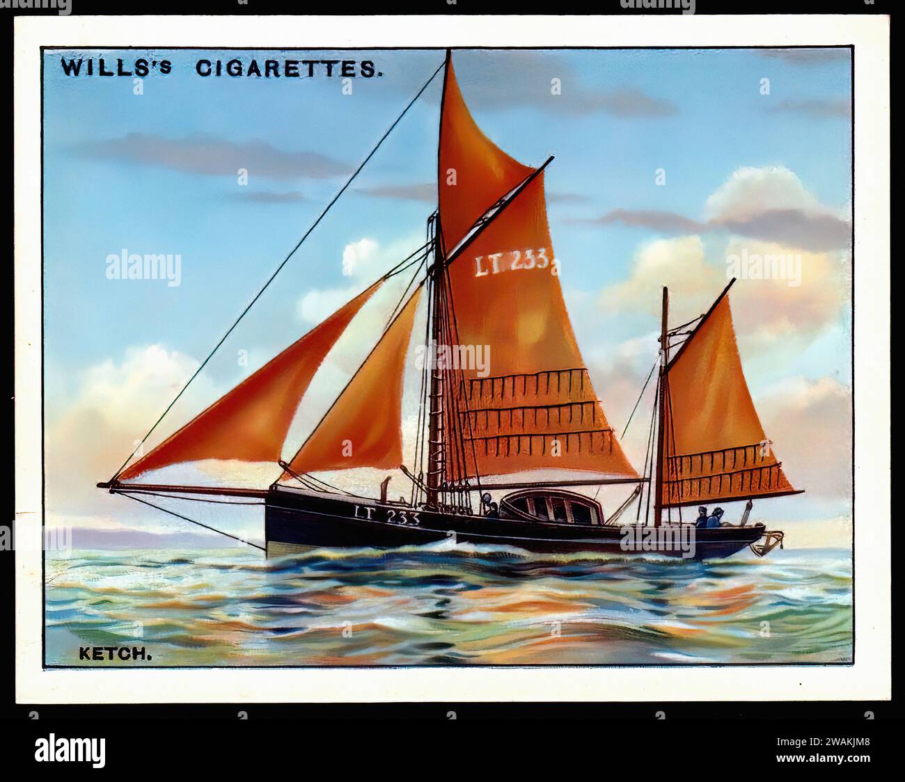 Ketch - Vintage Cigarette Card Illustration Stock Photo - Alamy
