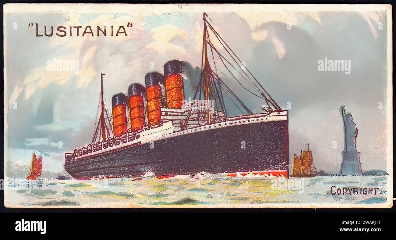 Lusitania - Vintage Cigarette Card Illustration Stock Photo - Alamy