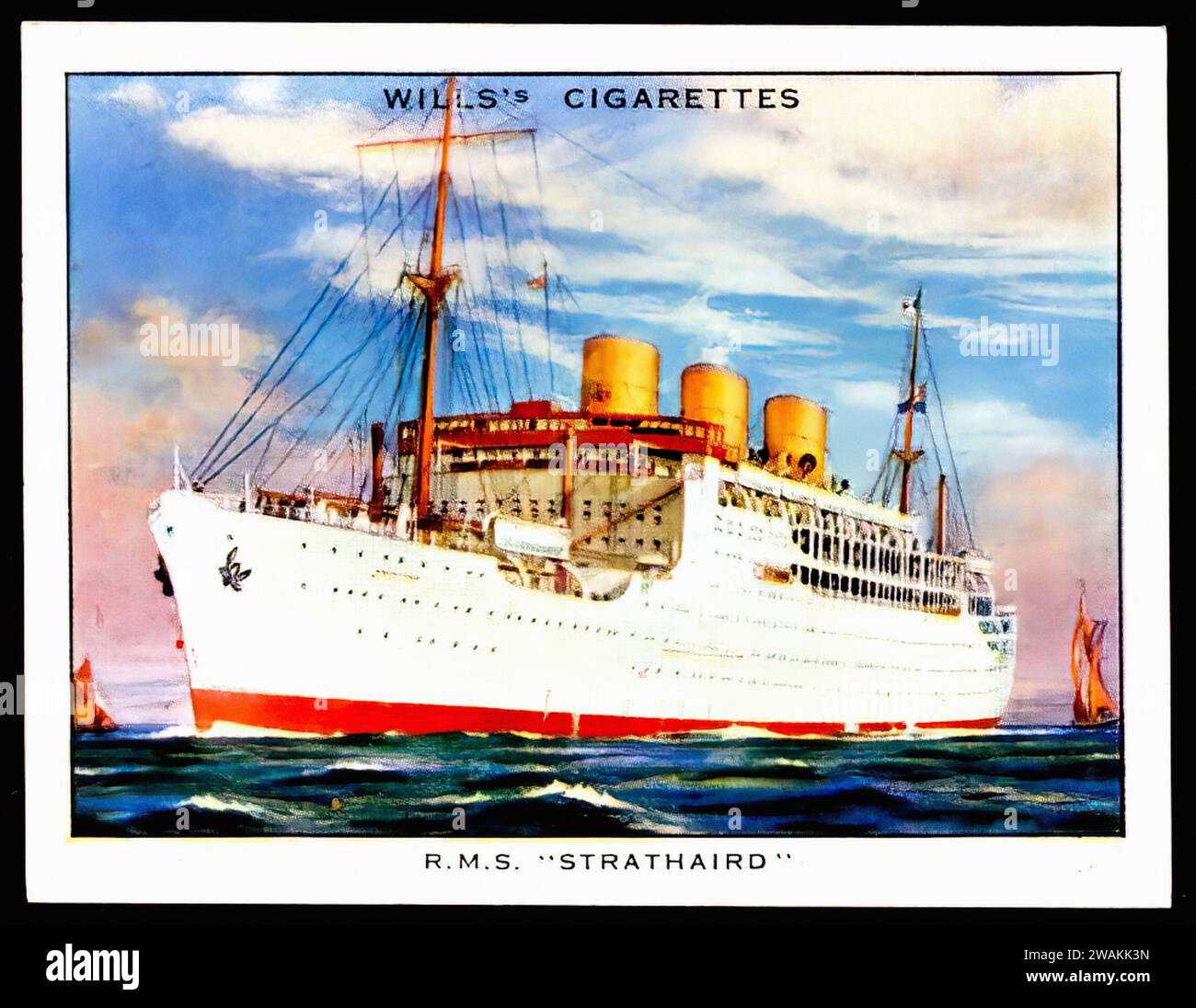 P&O Steamship Strathaird - Vintage Cigarette Card Illustration Stock ...