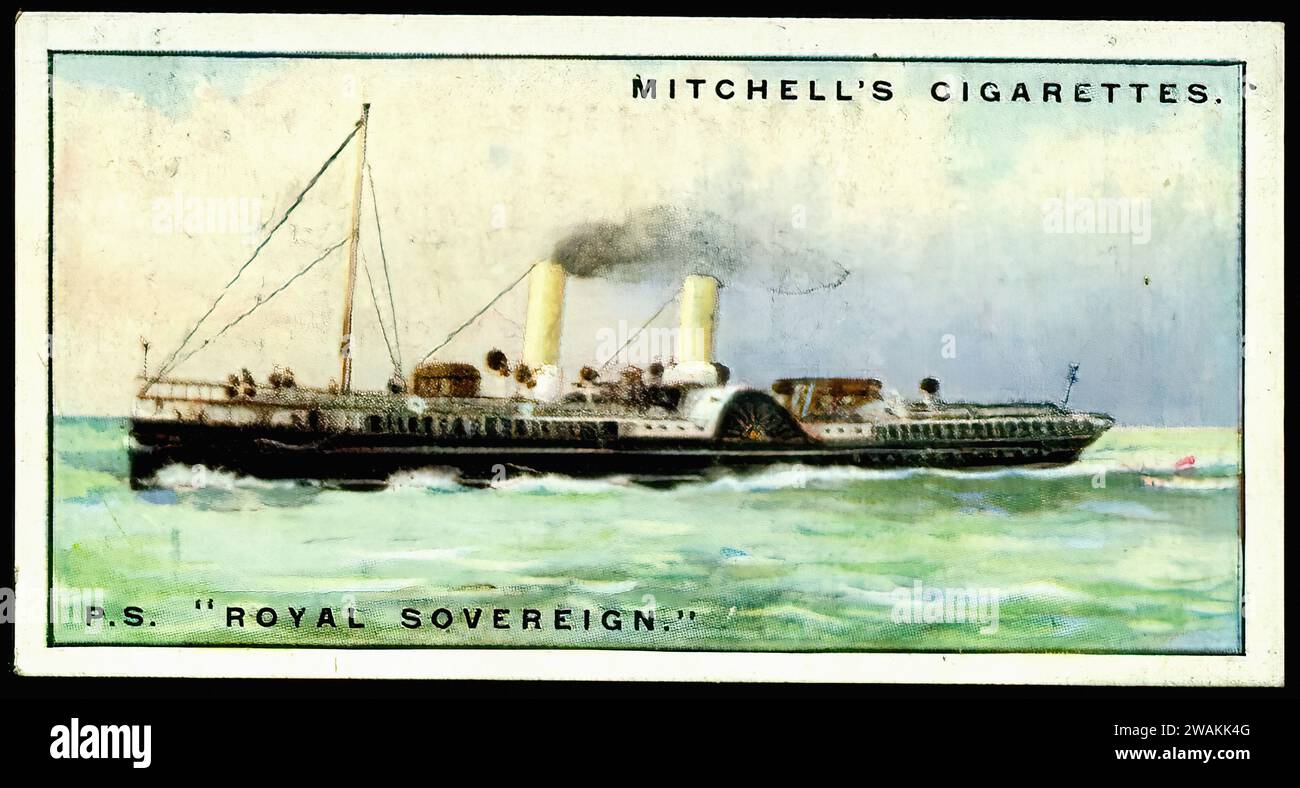 Paddle Steamer Royal Sovereign - Vintage Cigarette Card Illustration ...
