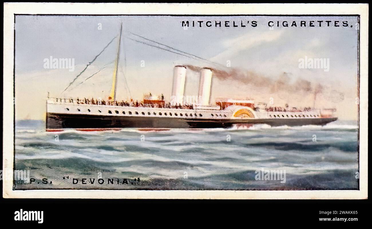 Paddle Steamer Devonia - Vintage Cigarette Card Illustration Stock ...