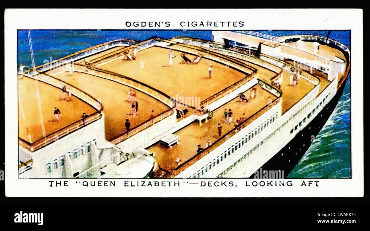 Queen Elizabeth after decks - Vintage Cigarette Card Illustration Stock ...