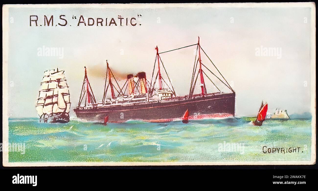 R.M.S. Adriatic, White Star Line - Vintage Cigarette Card Illustration ...
