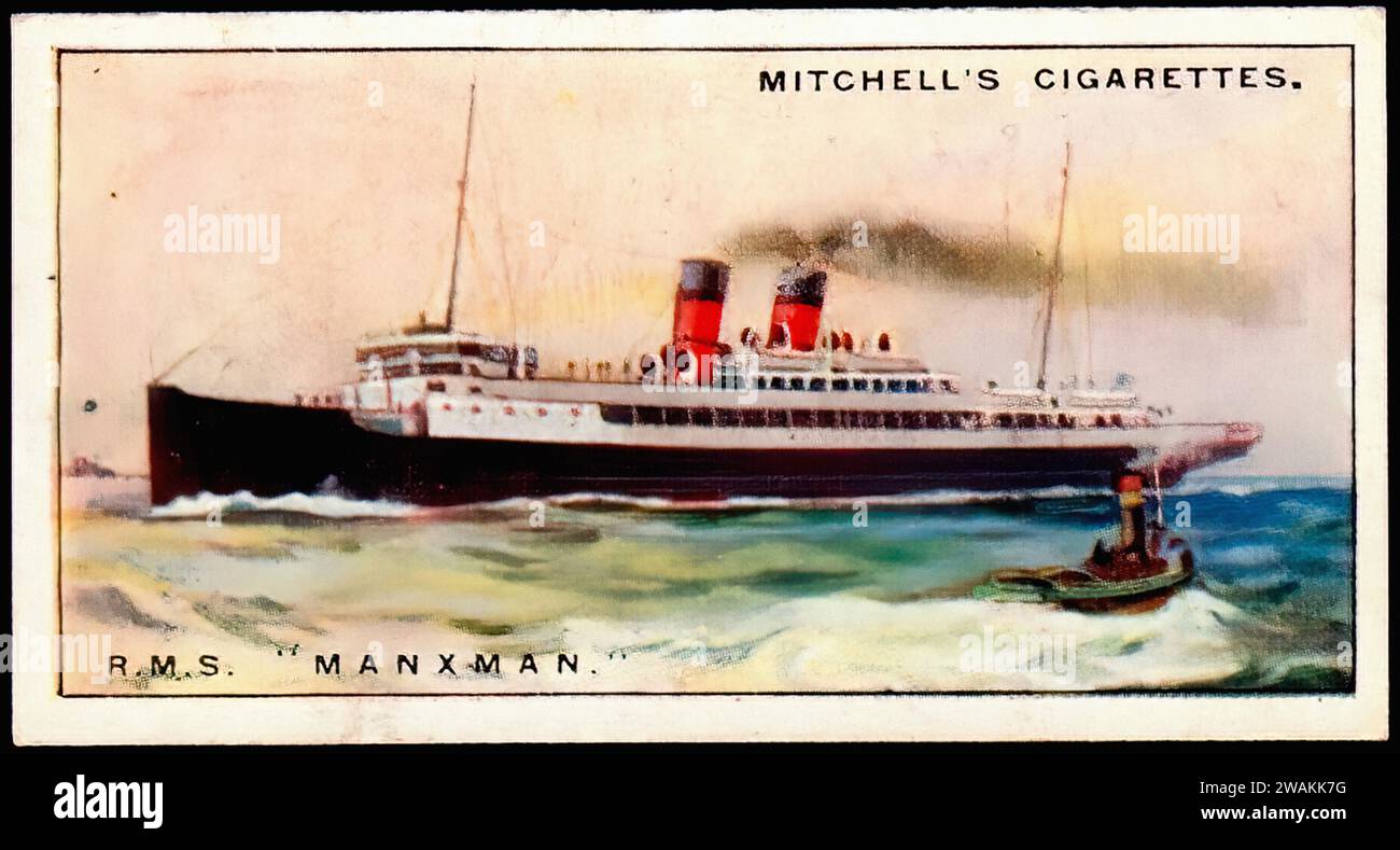 R.M.S. Manxman - Vintage Cigarette Card Illustration Stock Photo - Alamy