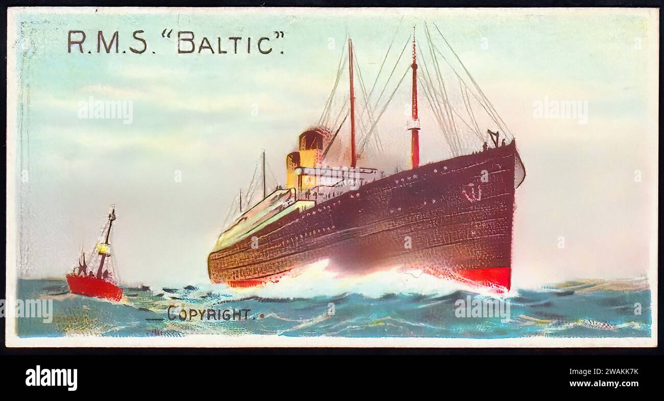 R.M.S. Baltic - Vintage Cigarette Card Illustration Stock Photo - Alamy