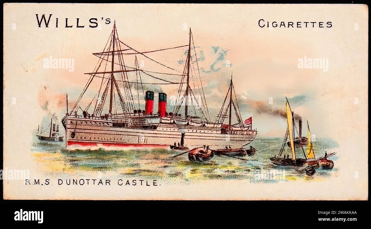 R.M.S. Dunottar Castle - Vintage Cigarette Card Illustration Stock ...