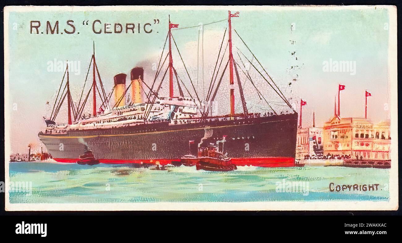 R.M.S. Cedric - Vintage Cigarette Card Illustration Stock Photo - Alamy