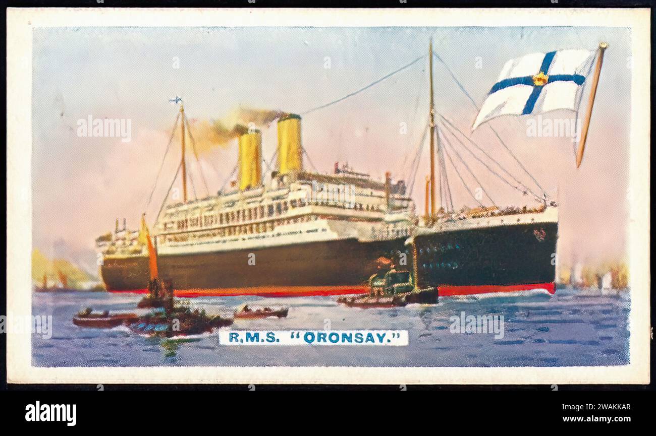 R.M.S. Oronsay - Vintage Cigarette Card Illustration Stock Photo - Alamy