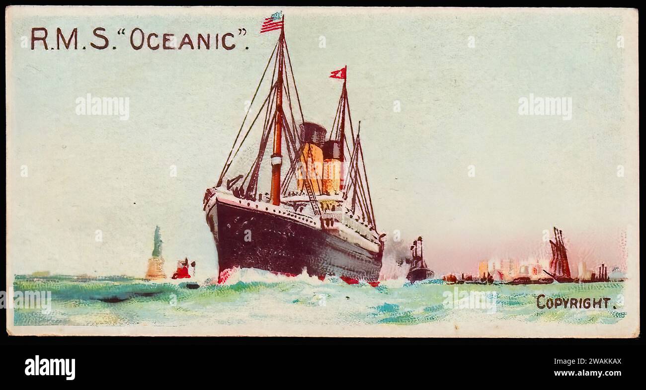 R.M.S. Oceanic - Vintage Cigarette Card Illustration Stock Photo - Alamy