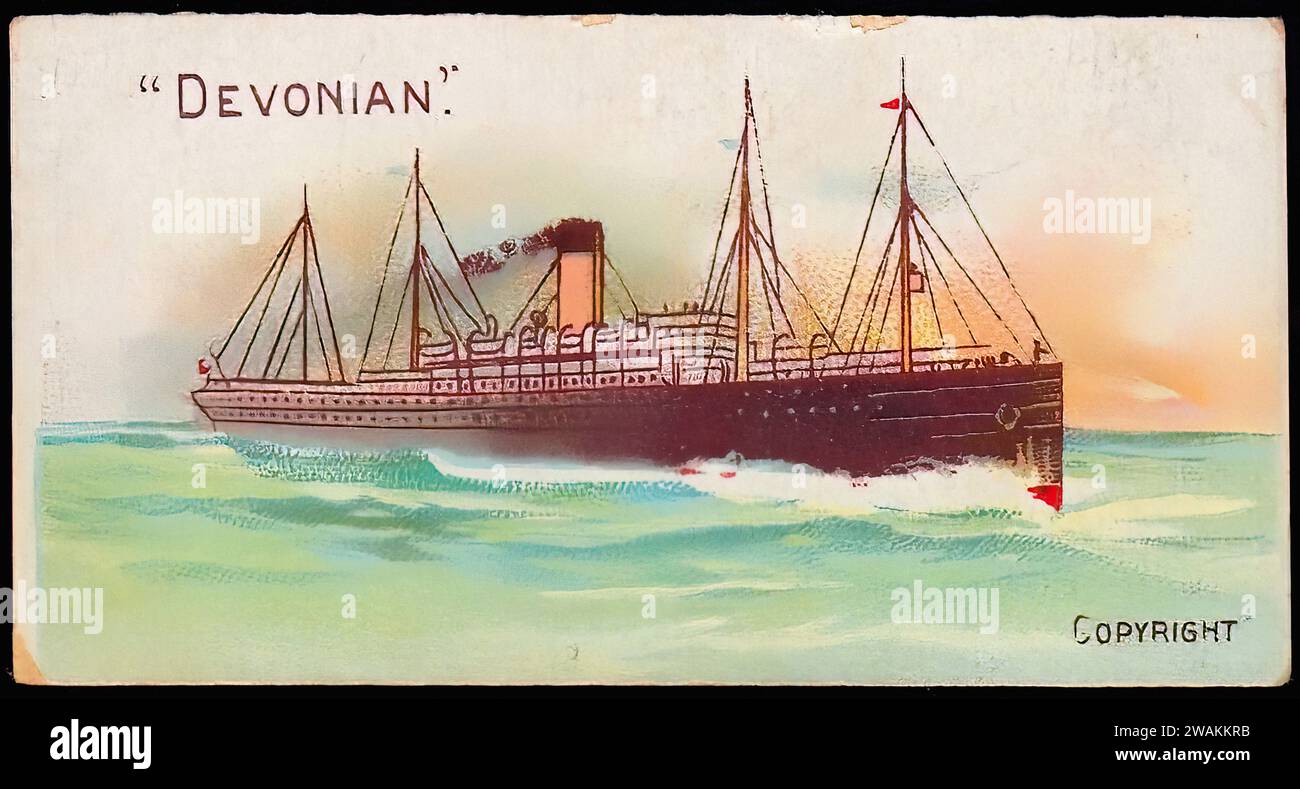 S.S. Devonian - Vintage Cigarette Card Illustration Stock Photo - Alamy