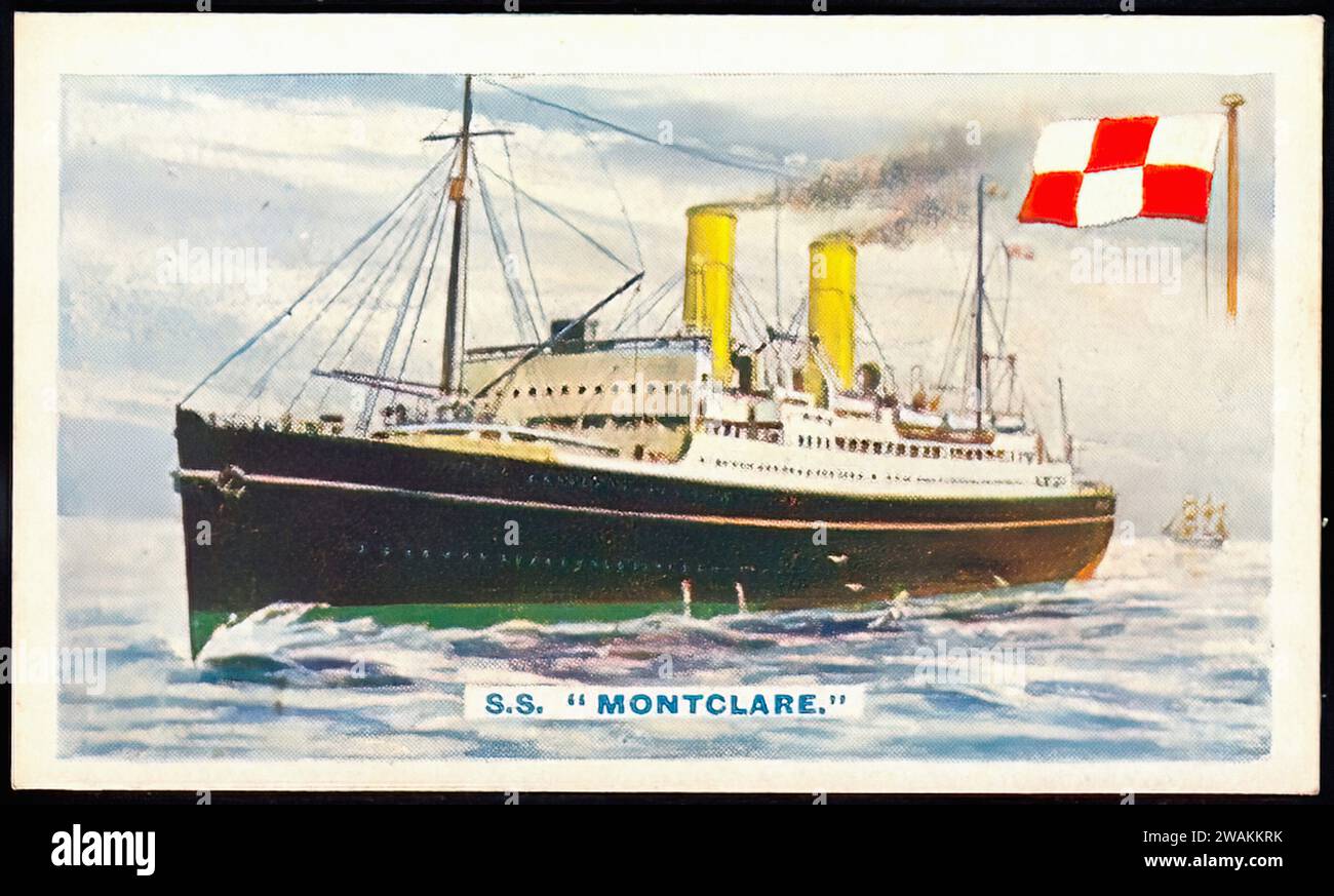 S.S. Montclare 00001 - Vintage Cigarette Card Illustration Stock Photo ...