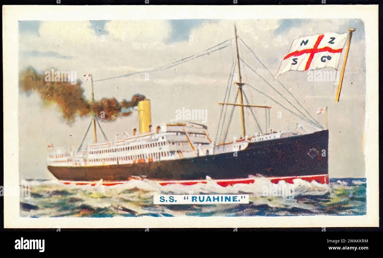 S.S. Ruahine - Vintage Cigarette Card Illustration Stock Photo - Alamy