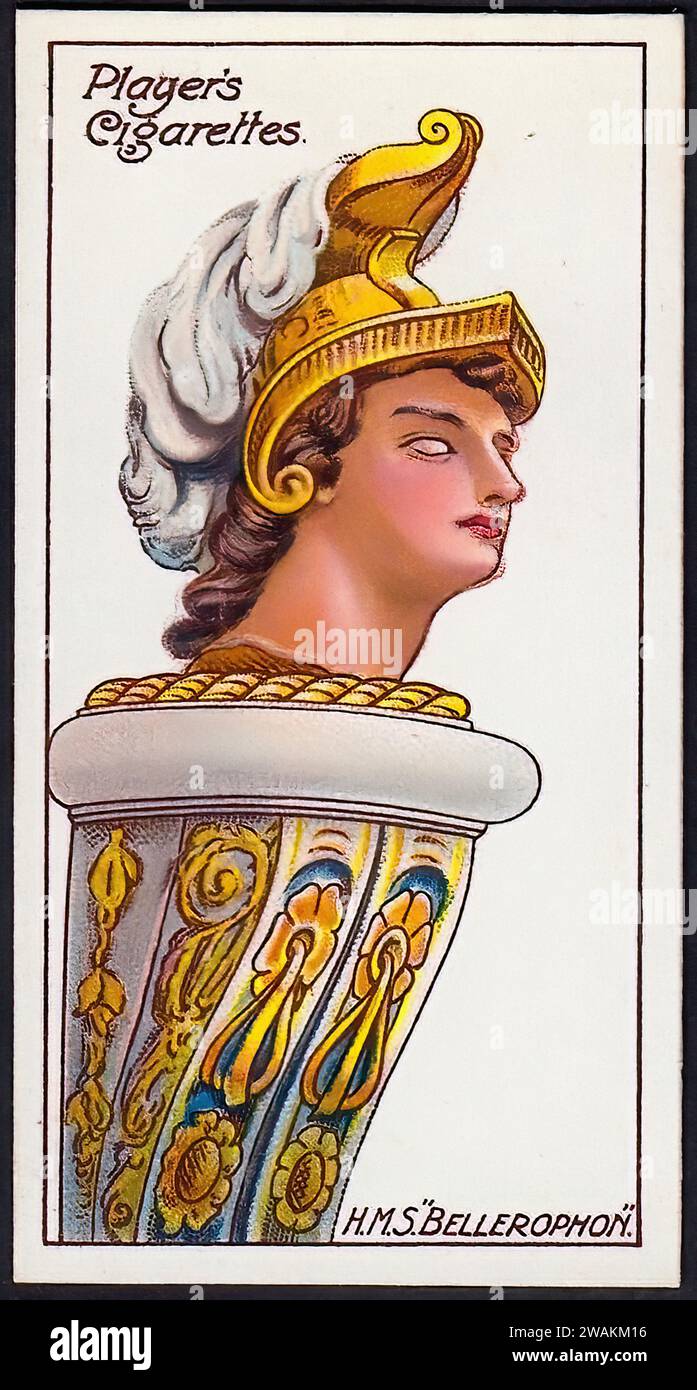 Ships Figurehead of HMS Bellerophon - Vintage Cigarette Card ...