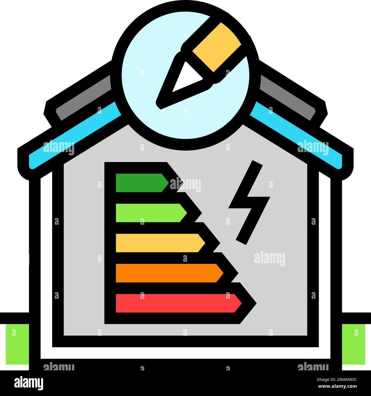 energy efficient building design color icon vector illustration Stock ...