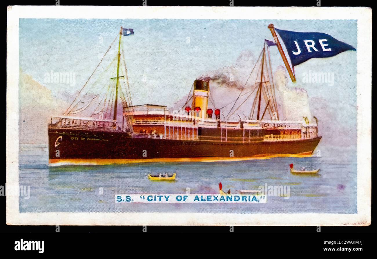 Steam Ship City of Alexandria - Vintage Cigarette Card Illustration ...