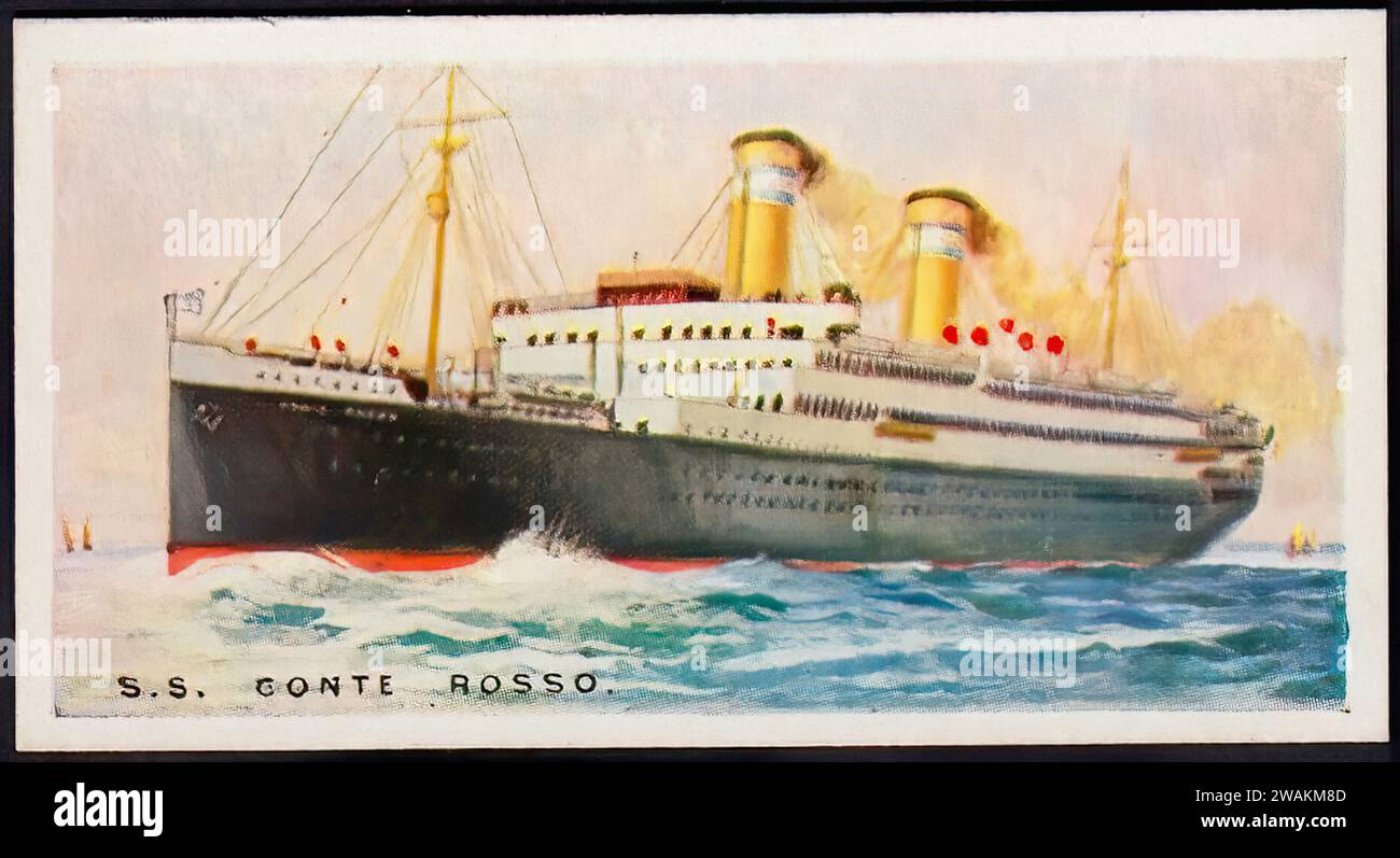 Steam Ship, Conte Rosso - Vintage Cigarette Card Illustration Stock ...