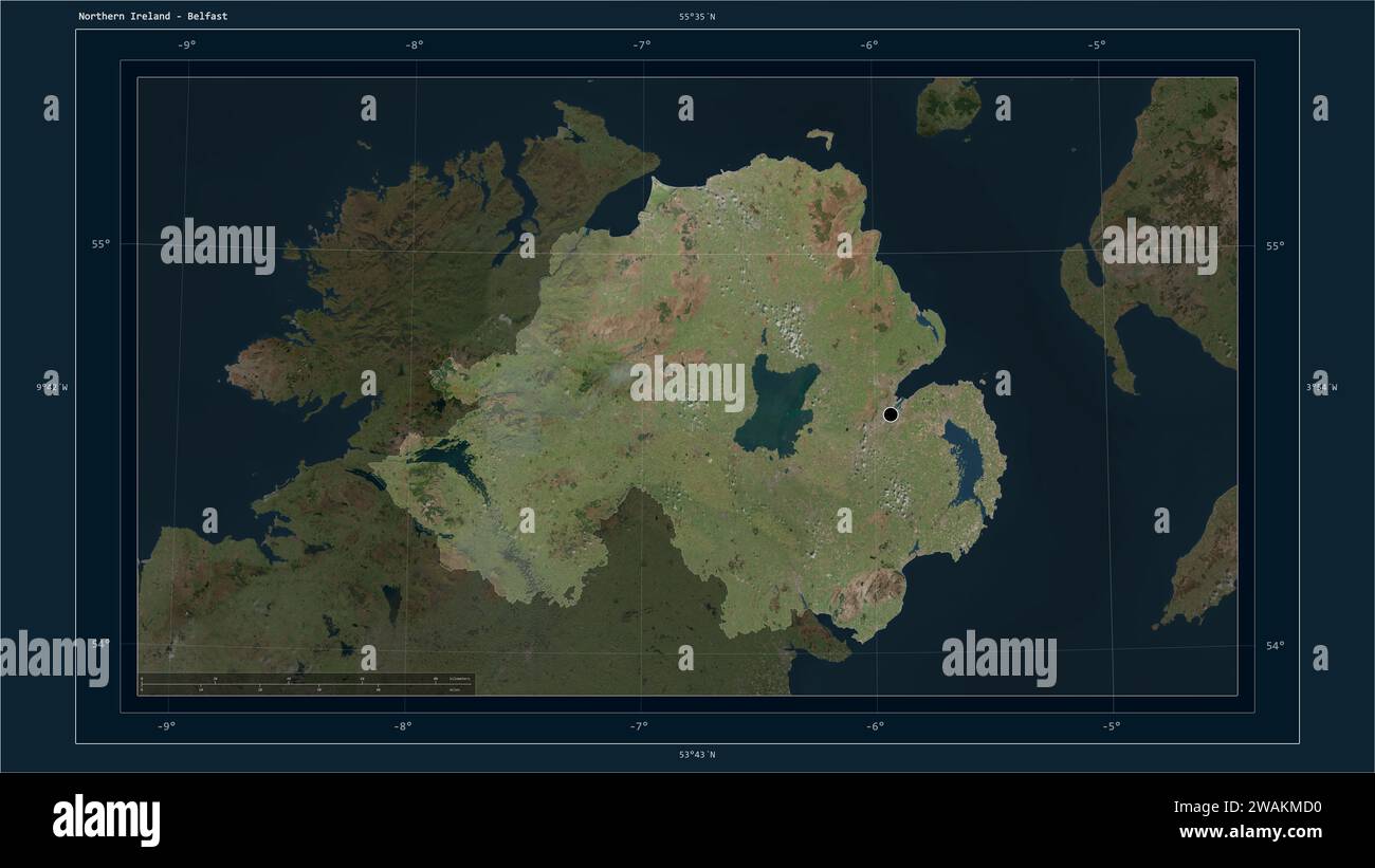 Northern Ireland highlighted on a high resolution satellite map map ...