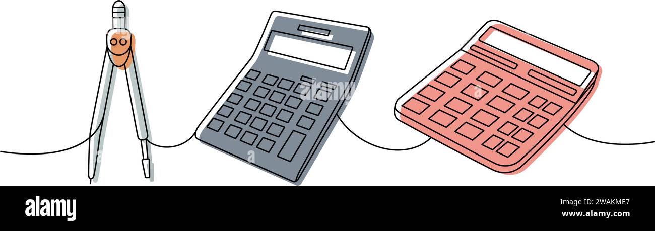 School supplies collection. Back to school one line drawing ...