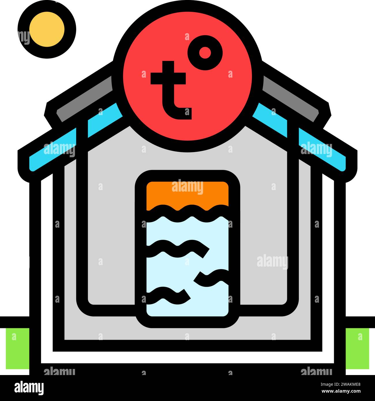 solar water heater energy conservation color icon vector illustration ...