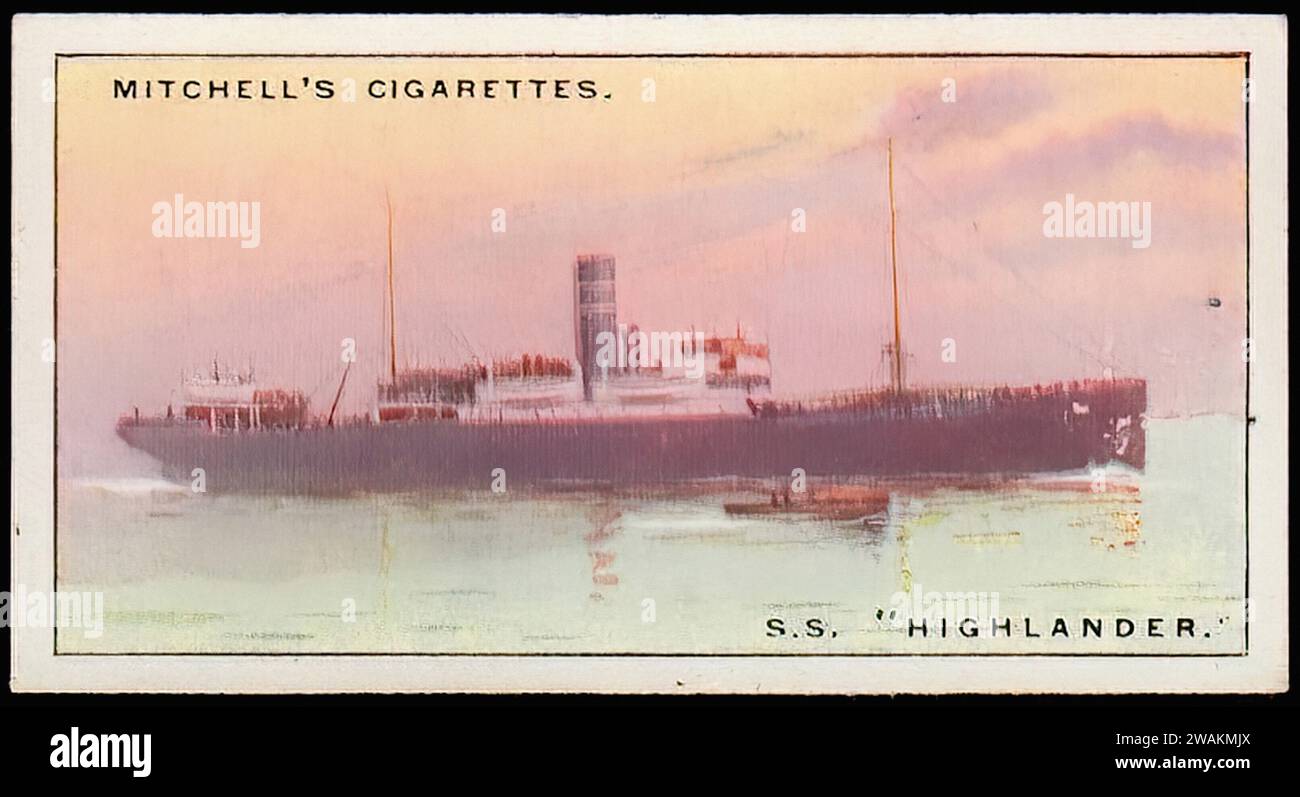 Steamship Highlander - Vintage Cigarette Card Illustration Stock Photo ...