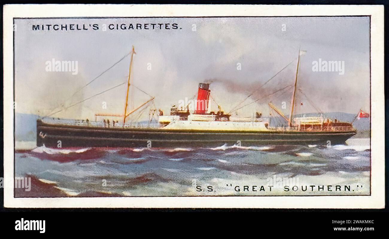 Steamship Great Southern - Vintage Cigarette Card Illustration Stock ...