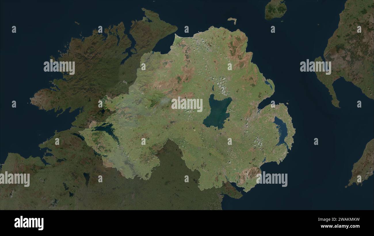 Northern Ireland highlighted on a high resolution satellite map Stock ...