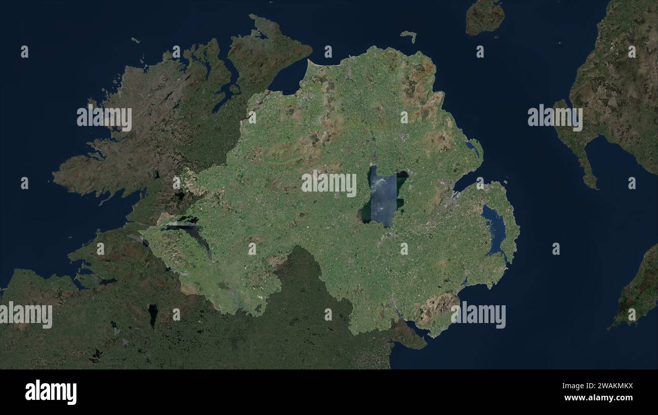 Northern Ireland highlighted on a low resolution satellite map Stock ...
