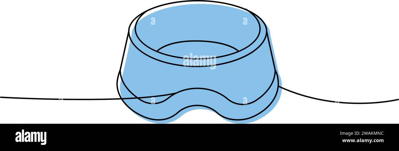 Pet bowl one line colored continuous drawing. Animals accessories, pet ...