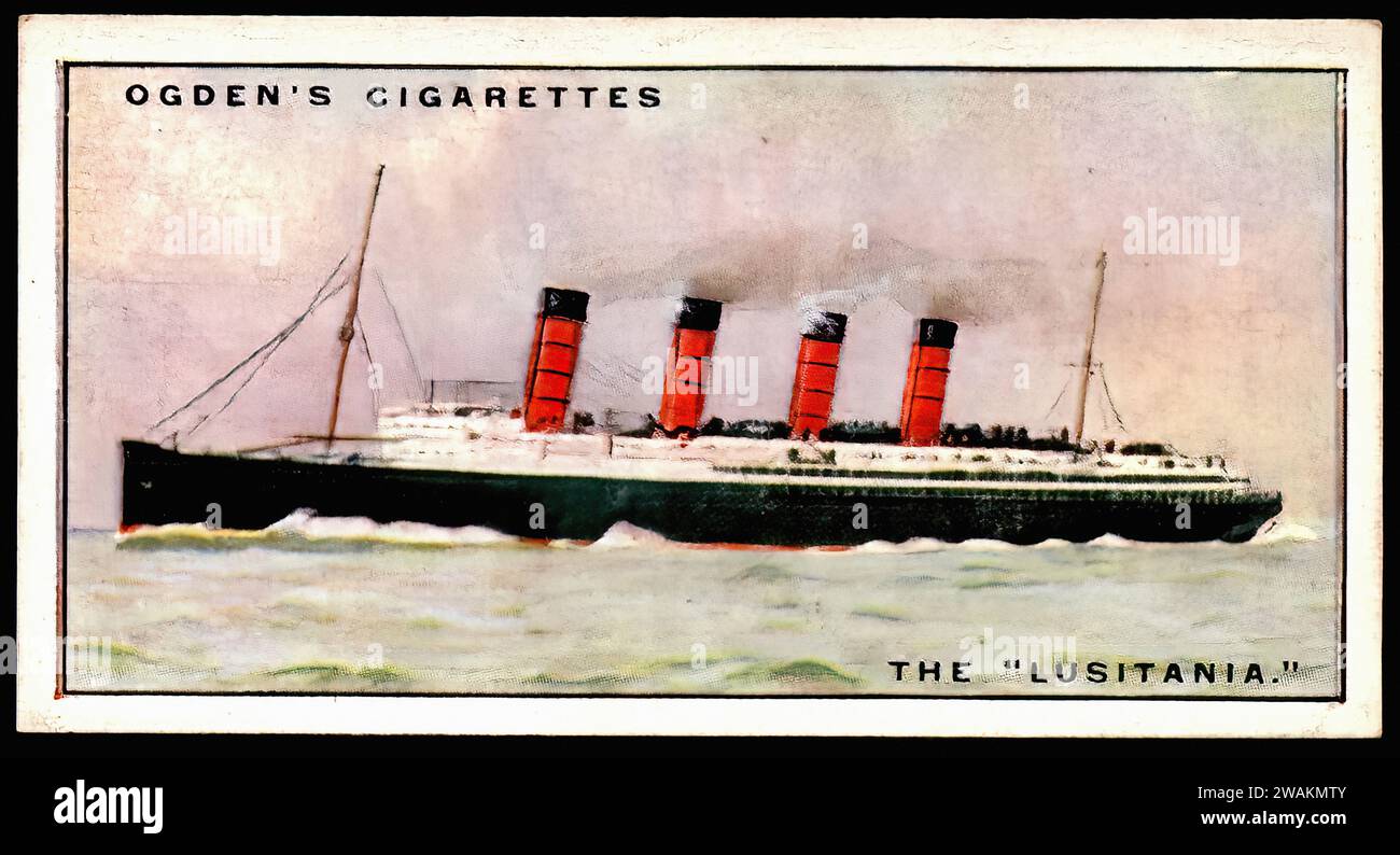 Steamship Lusitania - Vintage Cigarette Card Illustration Stock Photo ...