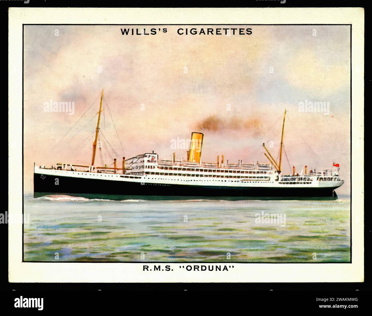 Steamship Orduna - Vintage Cigarette Card Illustration Stock Photo - Alamy