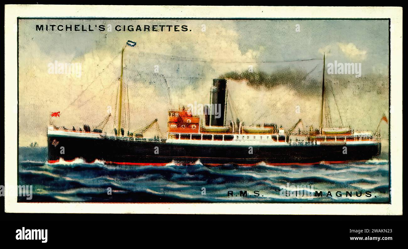 Steamship St Magnus - Vintage Cigarette Card Illustration Stock Photo ...