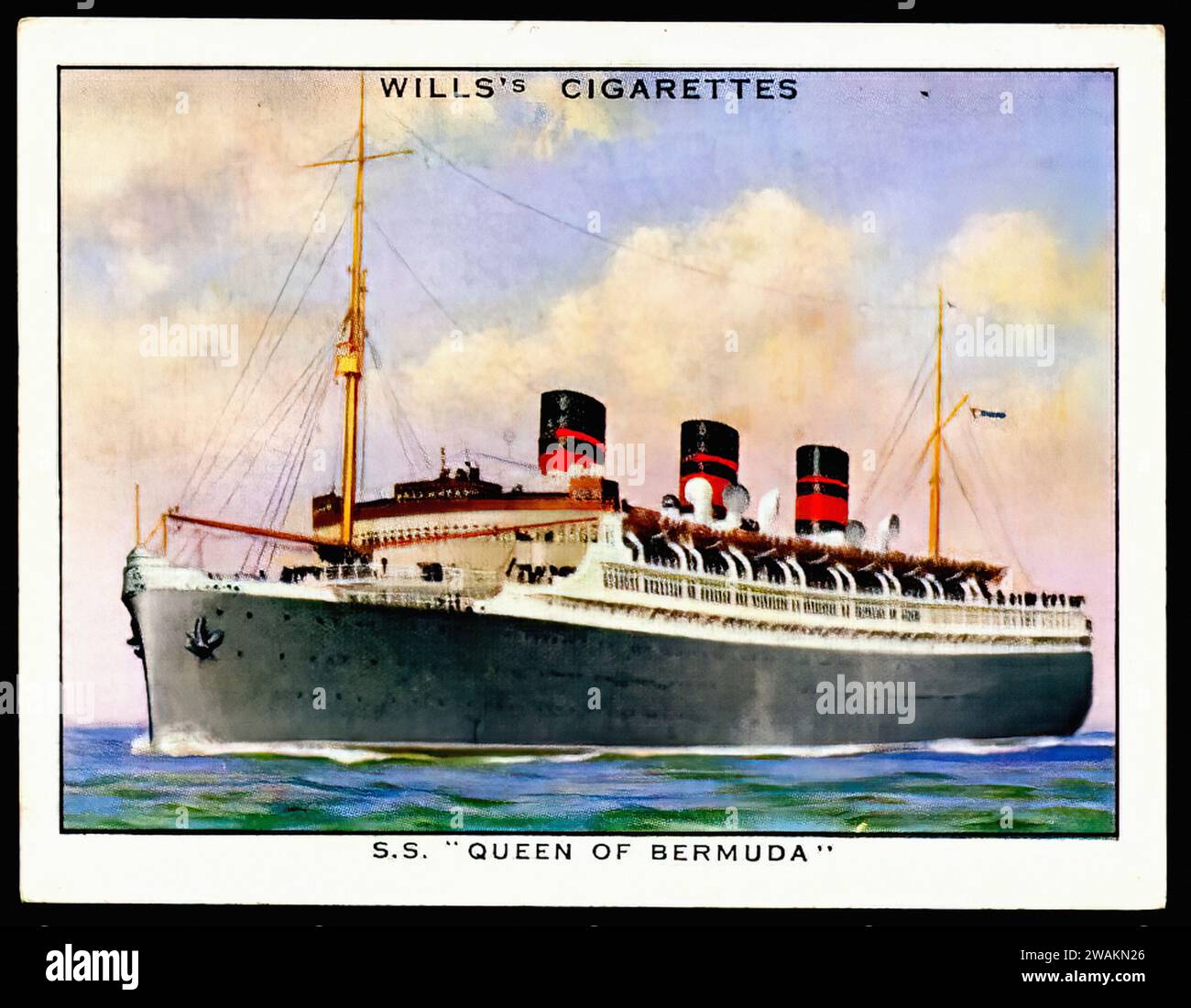 Steamship Queen of Bermuda - Vintage Cigarette Card Illustration Stock ...