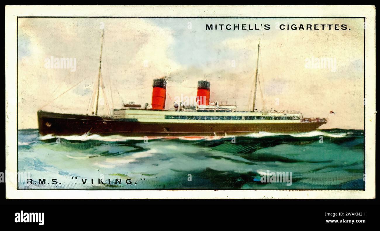 Steamship Viking - Vintage Cigarette Card Illustration Stock Photo - Alamy