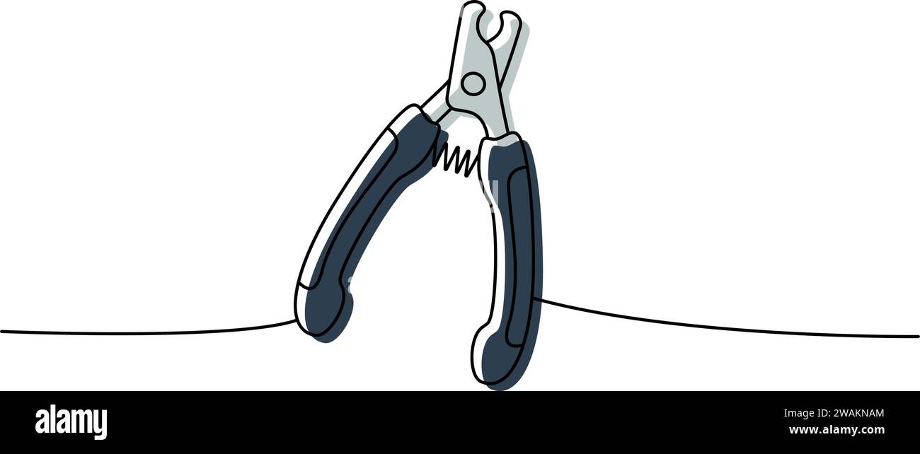 Pet nail clippers one line colored continuous drawing. Animals ...
