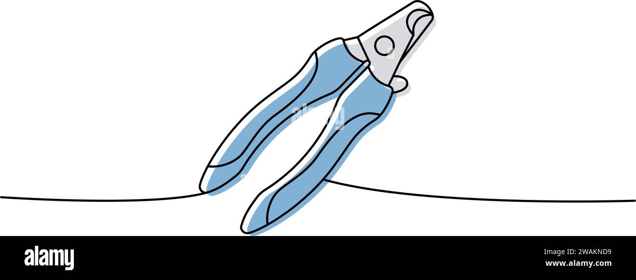 Pet nail clippers, claw scissors one line colored continuous drawing ...