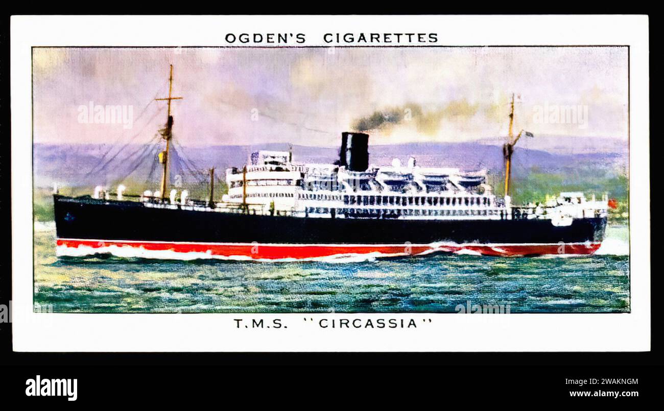 T.M.S. Circassia - Vintage Cigarette Card Illustration Stock Photo - Alamy