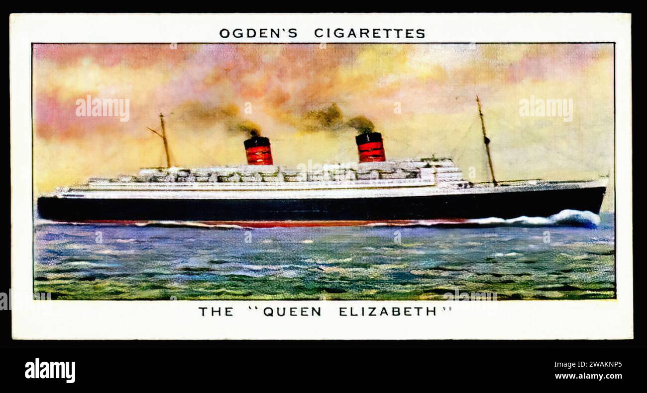 The Queen Elizabeth - Vintage Cigarette Card Illustration Stock Photo ...