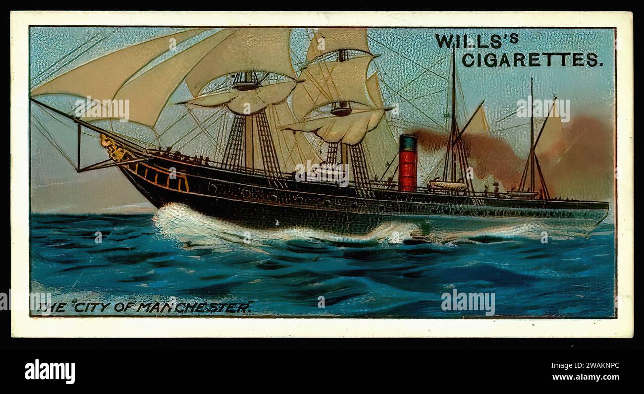 The City of Manchester - Vintage Cigarette Card Illustration Stock ...