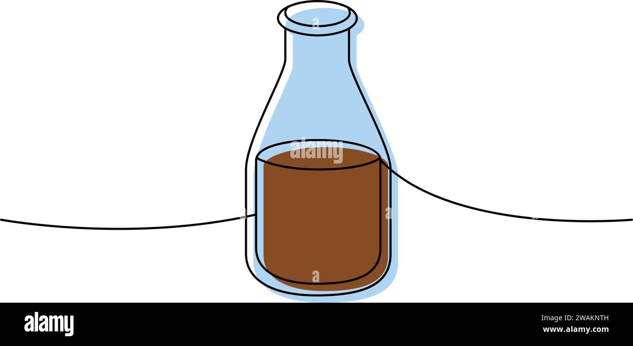 Soy sauce bottle one line colored continuous drawing. Japanese cuisine ...