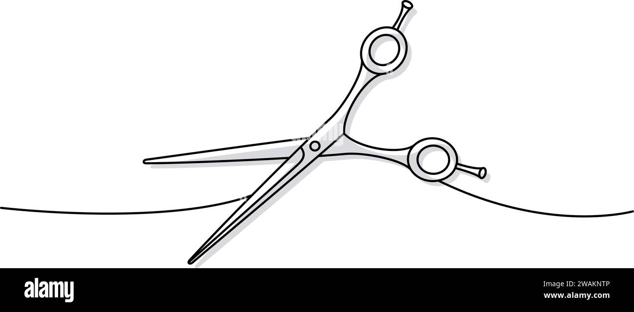 Scissors for pets grooming one line colored continuous drawing. Animals ...